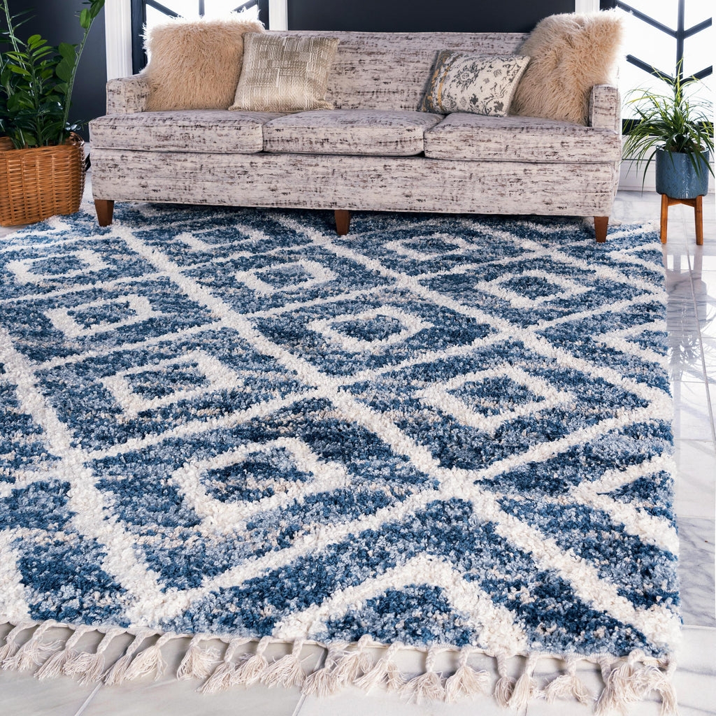 Roderick - Diamond Pattern Shaggy Rug – Warmly