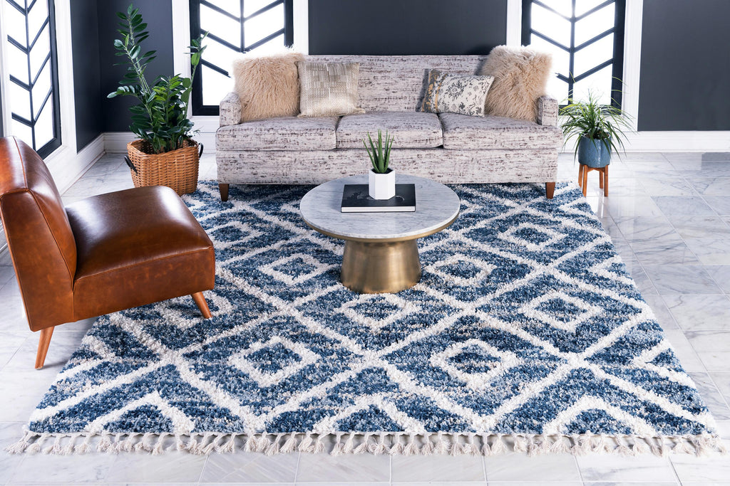 Roderick - Diamond Pattern Shaggy Rug – Warmly