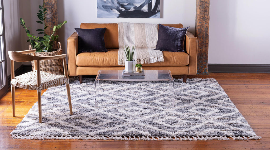 Roderick - Diamond Pattern Shaggy Rug – Warmly