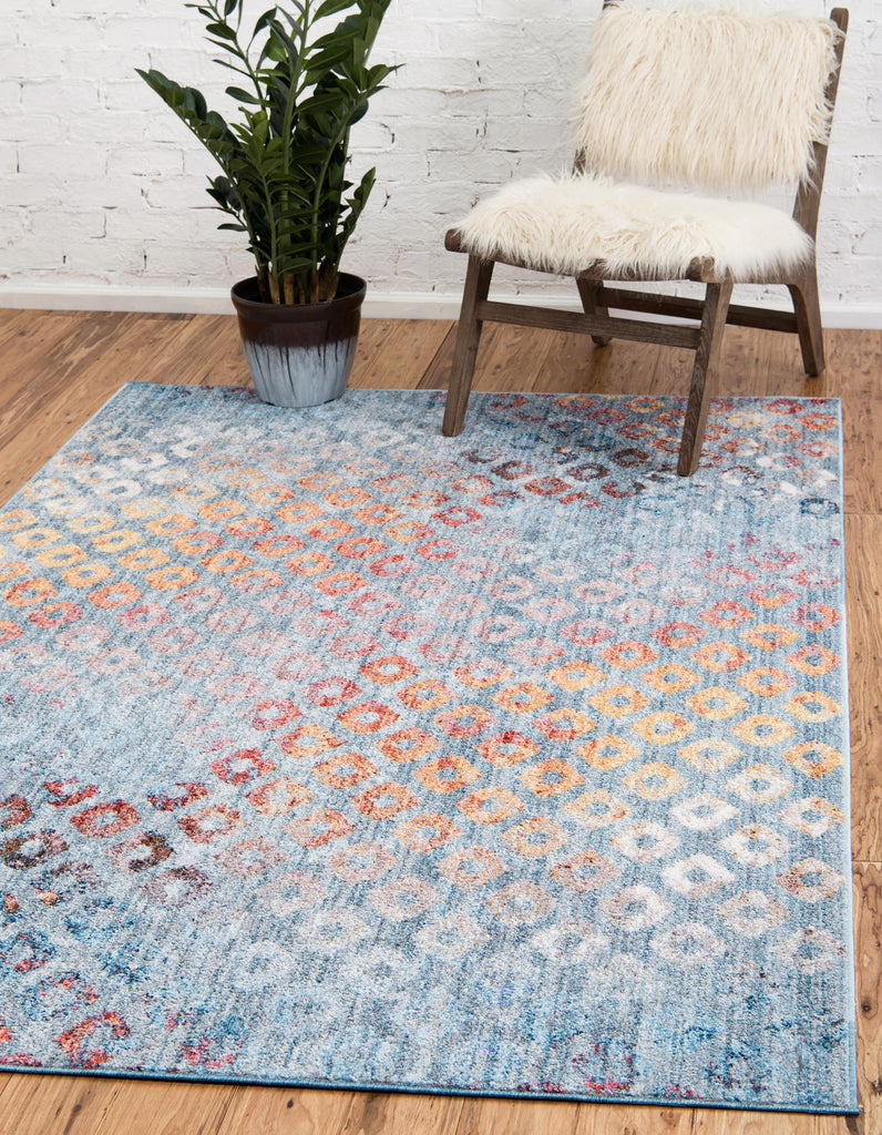 Devan - Rainbow Square Pattern Rug – Warmly