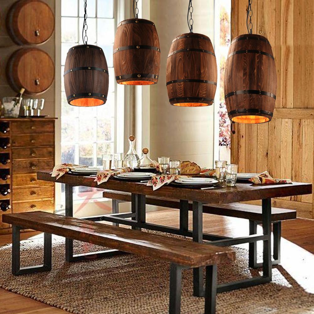 Erato - Hanging Wooden Wine Barrel Light – Warmly