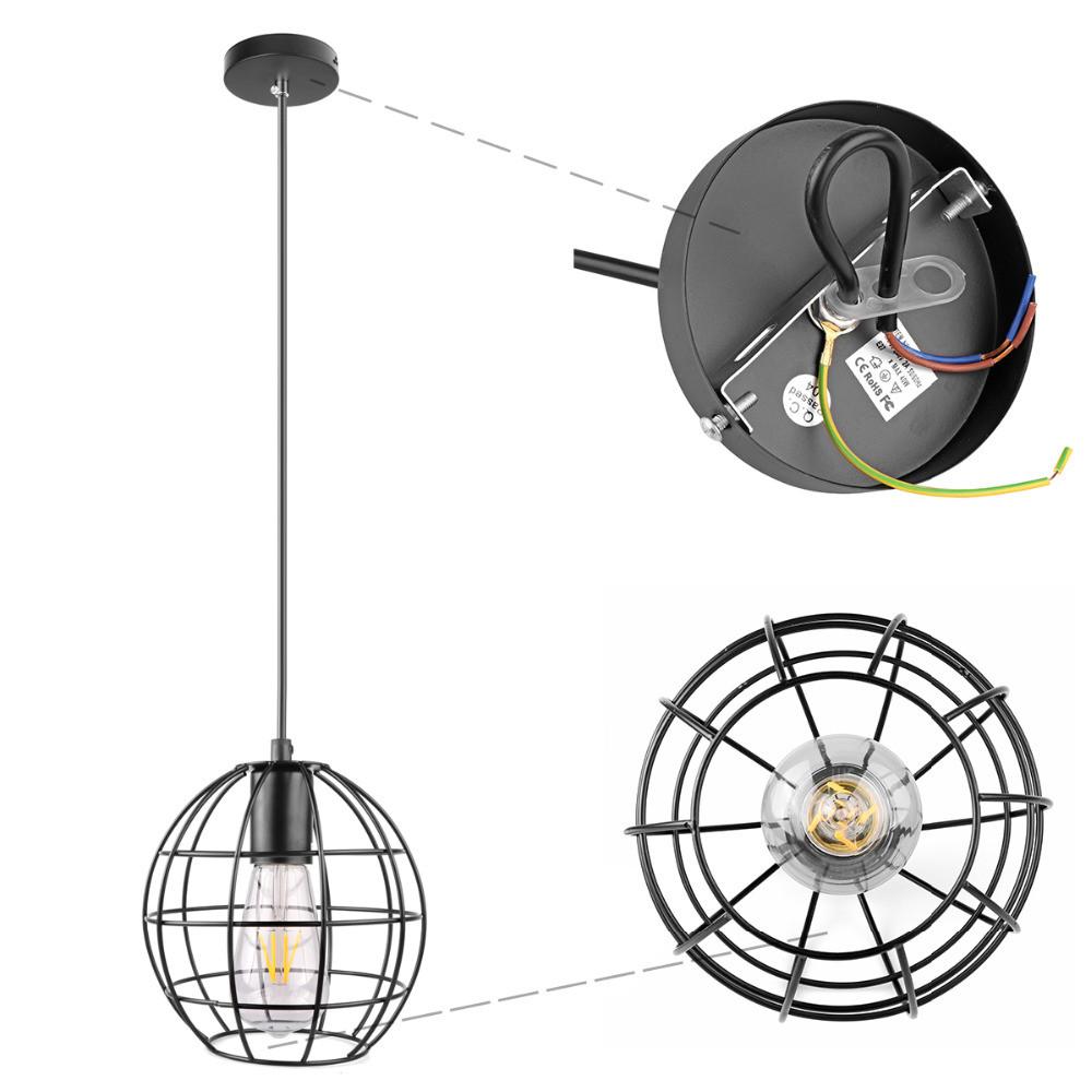 Spherical Hanging Cage Drop Ceiling Light – Warmly